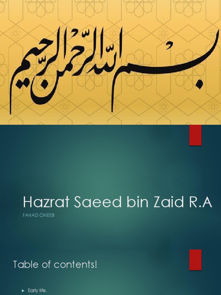 Life of Hazrat Saeed bin Zaid | PDF | Religion & Spirituality | Classics