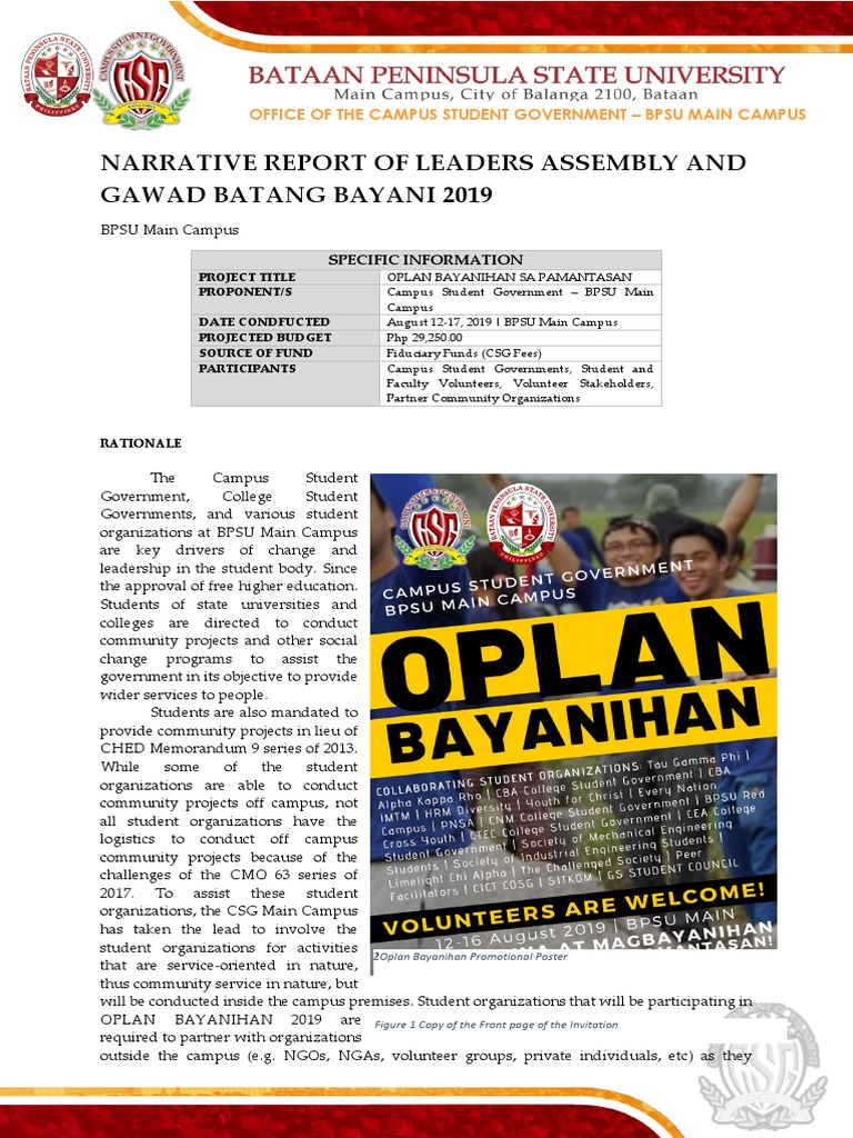Narrative Report Oplan Bayanihan 2019 | PDF
