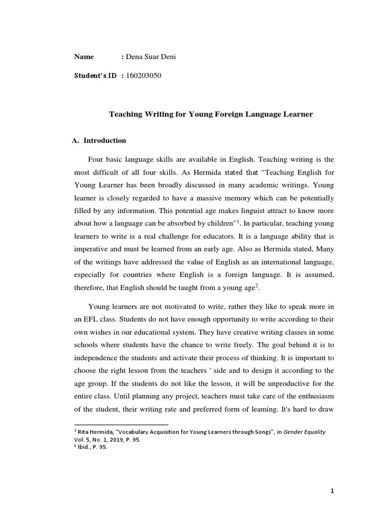 EYL Final Task - Teaching Writing To Young Learner | PDF | Learning | Language Acquisition