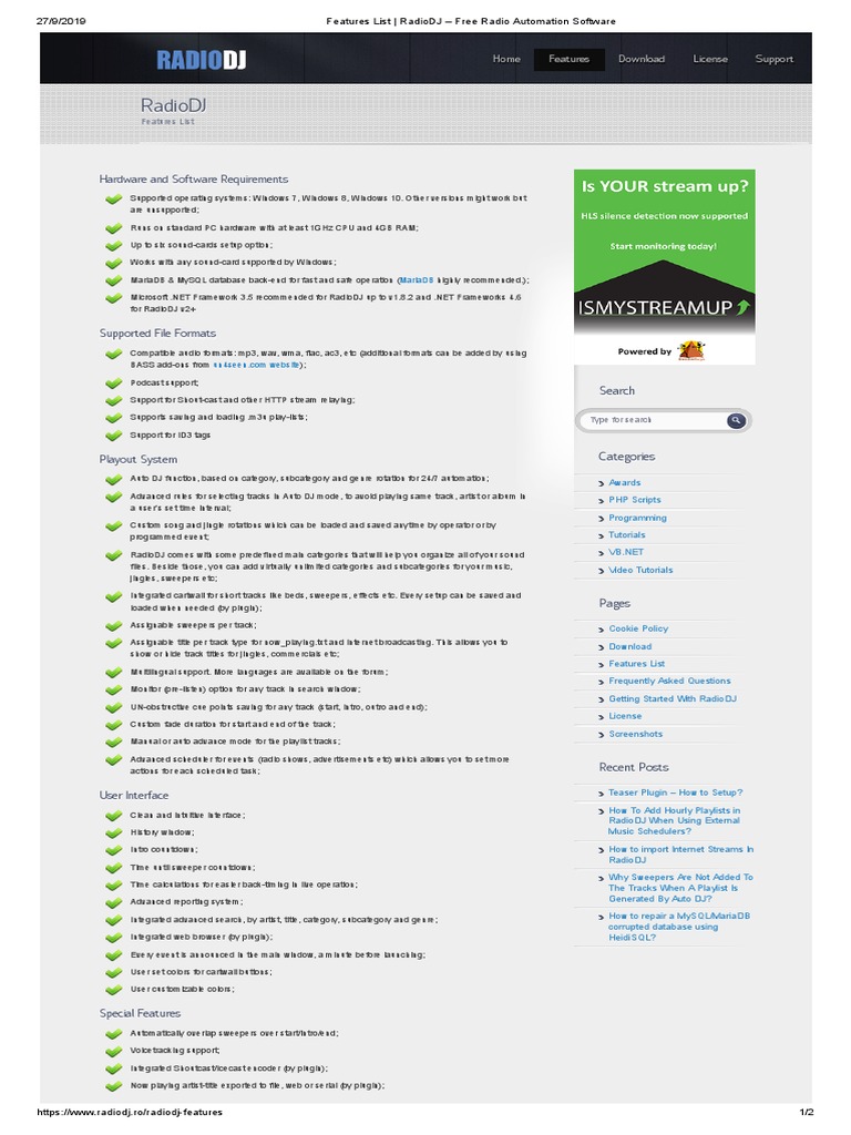 RadioDJ - Features List - Free Radio Automation Software | PDF | World ...