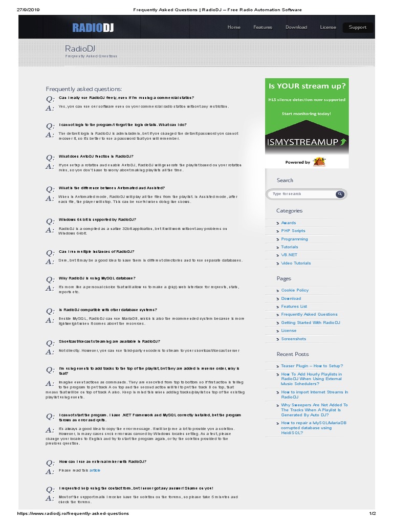RadioDJ FAQ: Free Radio Automation | PDF | My Sql | Php