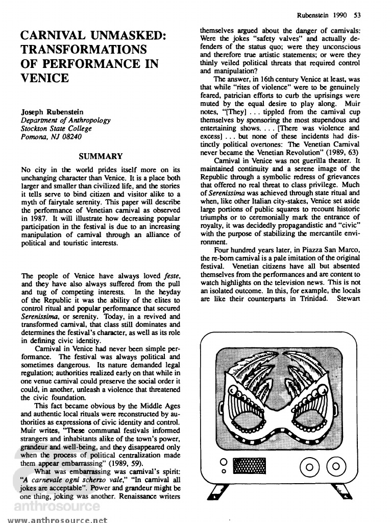 Carnival Unmasked: Transformations of Performance in Venice | PDF ...