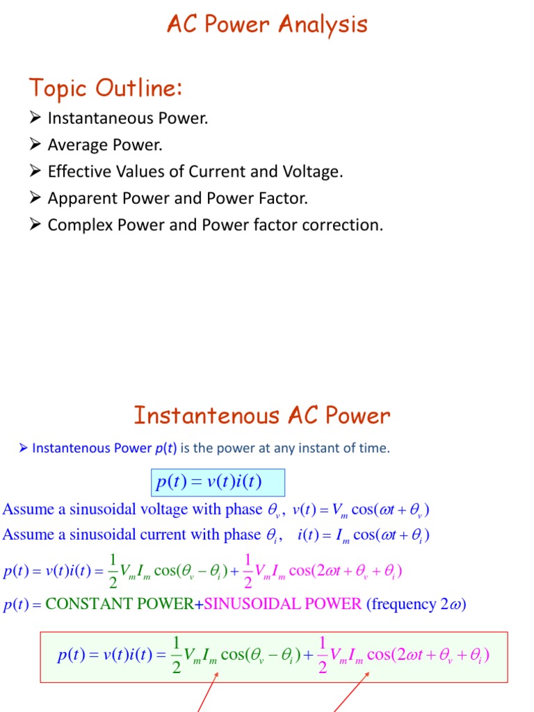 Lecture 1 - AC Power Analysis | PDF | Ac Power | Root Mean Square