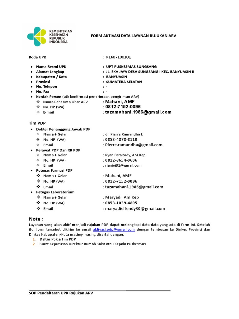 Form Pengaktifan Layanan PDP | PDF