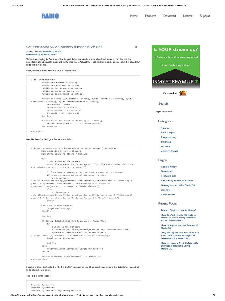 Radiodj - Get Shoutcast v1 - v2 Listeners Number in | PDF | Php | Word ...