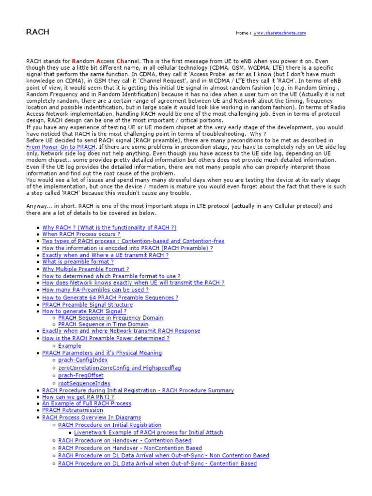 RACH | PDF | Telecommunication | Computer Network