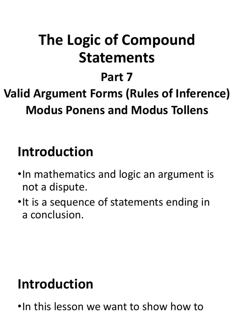 2.7 The Logic of Compound Statements Part 7 | PDF | Argument | Logical Consequence