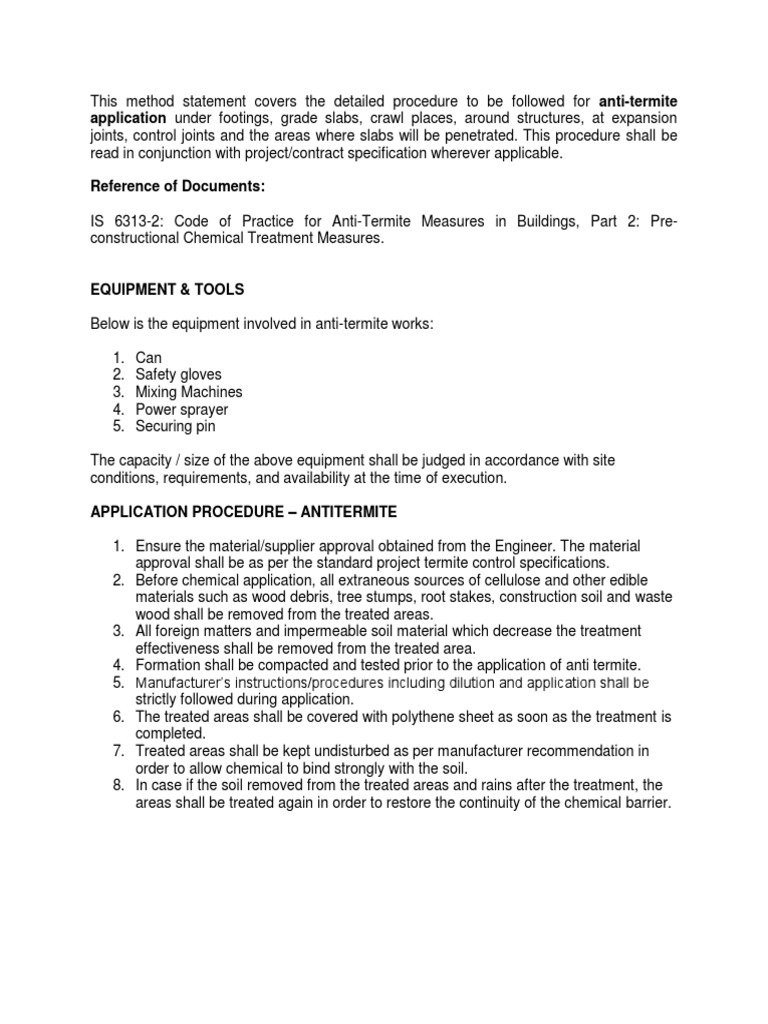 Anti-Termite Treatment Procedure Guide | PDF | Technology & Engineering