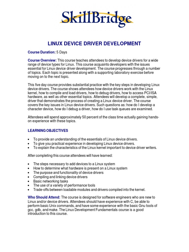 Linux Device Driver Development | PDF | Device Driver | Kernel ...