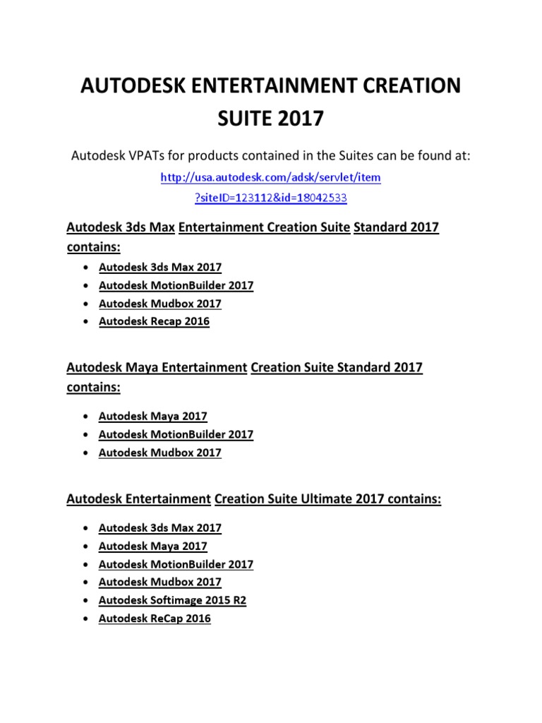 Autodesk Entertainment Creation Suite 2017 | PDF
