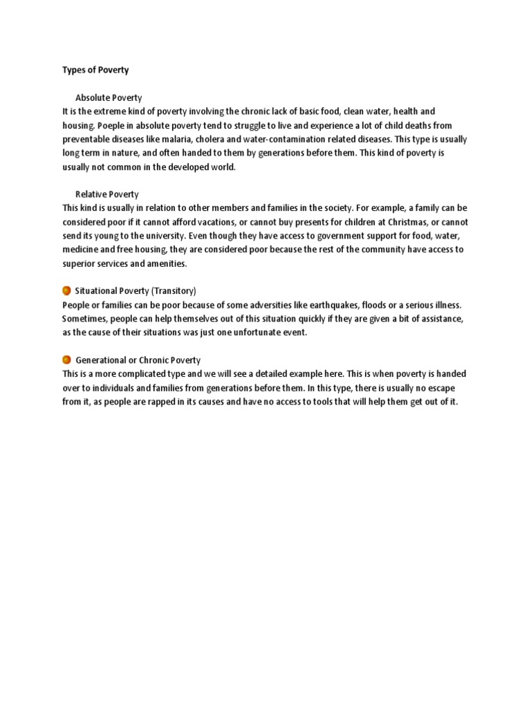 Types of Poverty | PDF | Poverty Reduction | Poverty