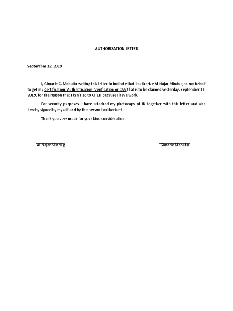 Authorization Letter | PDF