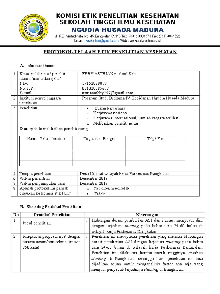 Protokol Uji Etik | PDF