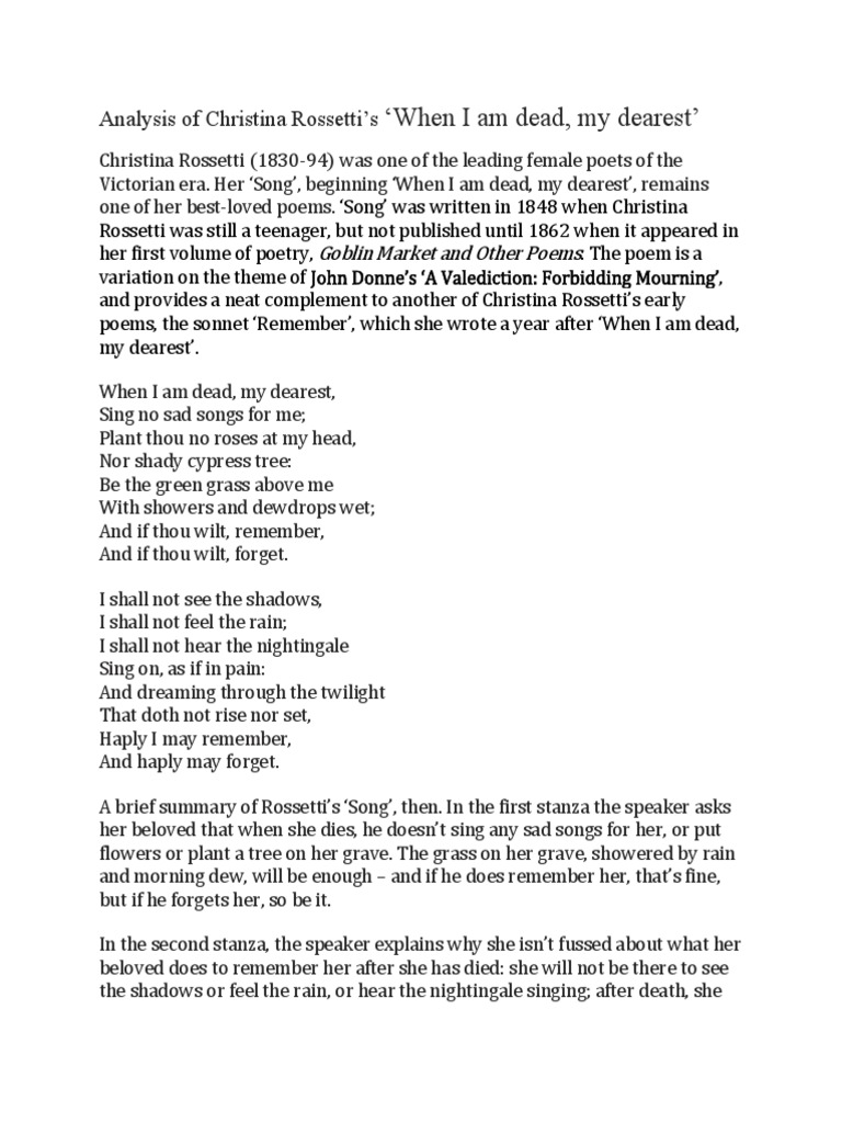 When I Am Dead My Dearest | PDF | Poetry