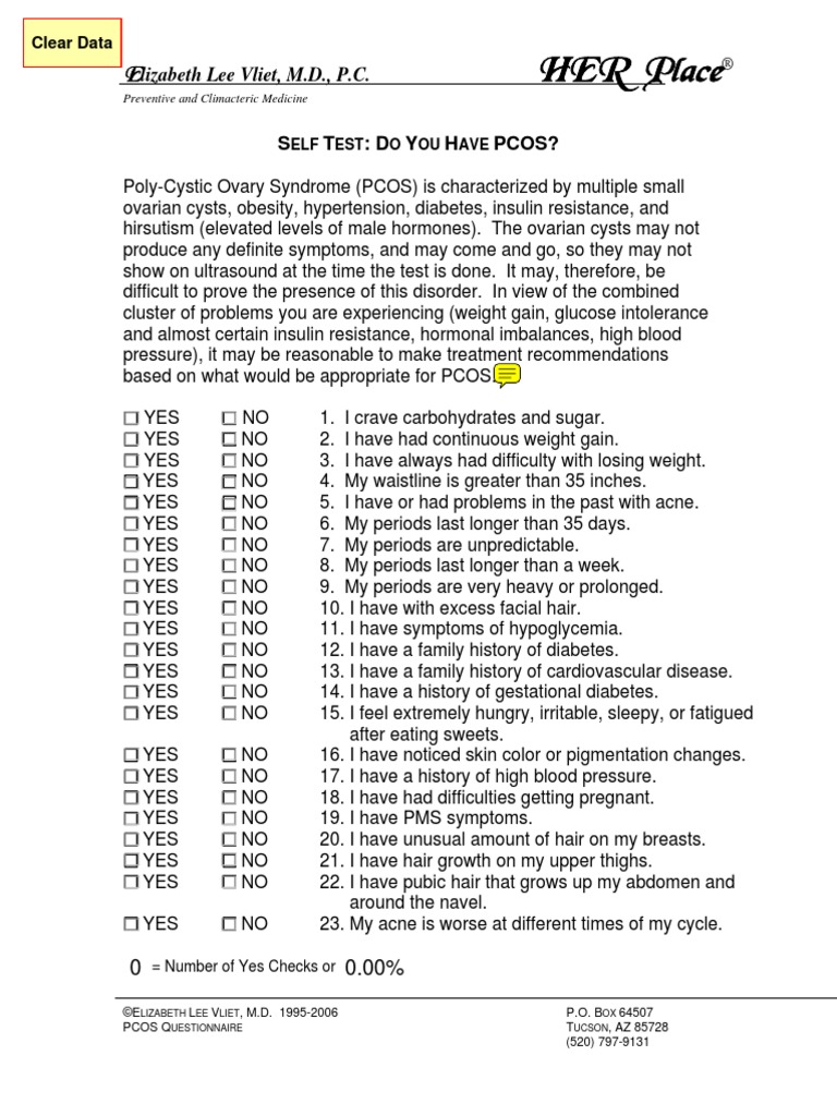 PCOSQuestionnaire PDF | PDF | Polycystic Ovary Syndrome | Endocrine ...
