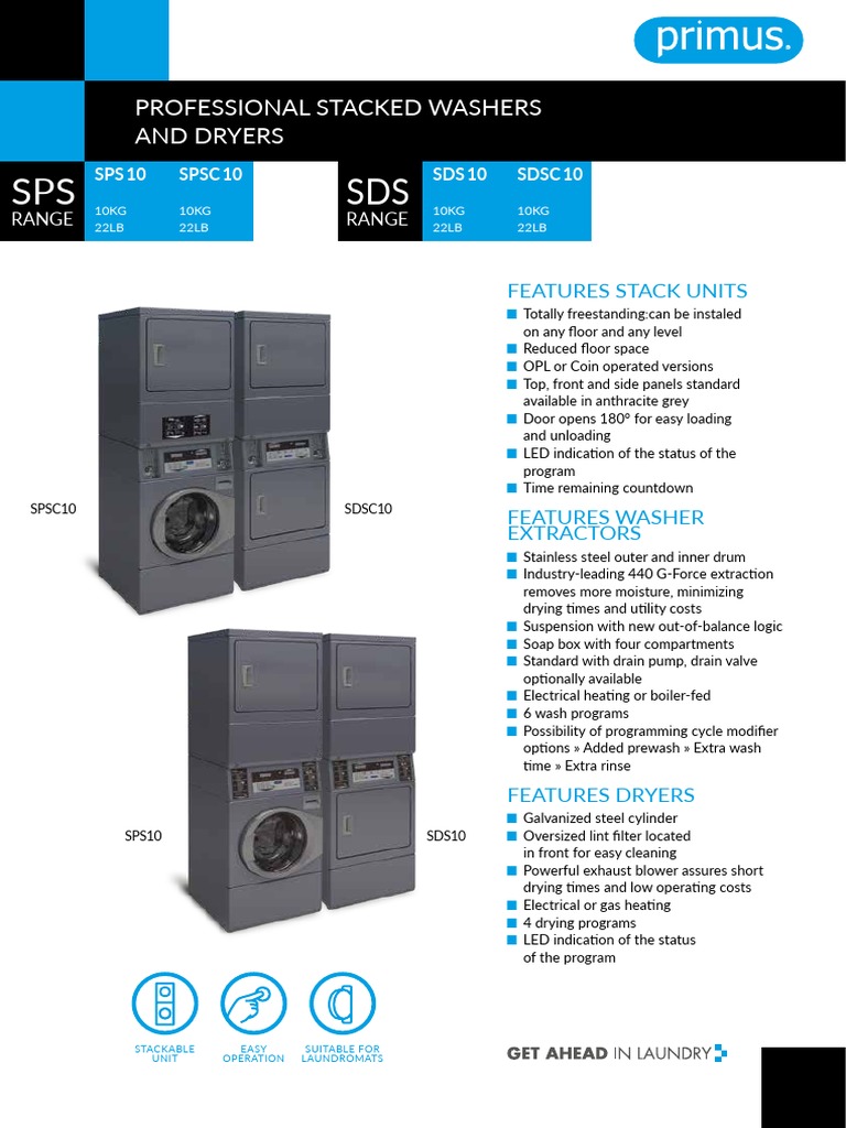 PRIMUS SPSC10 Technical Specifications | Washing Machine | Clothes Dryer