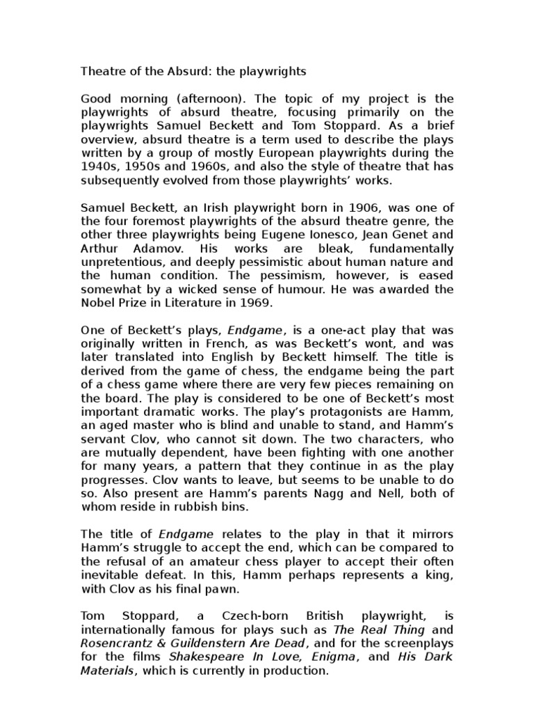 Theatre of The Absurd | PDF | Hamlet | Samuel Beckett