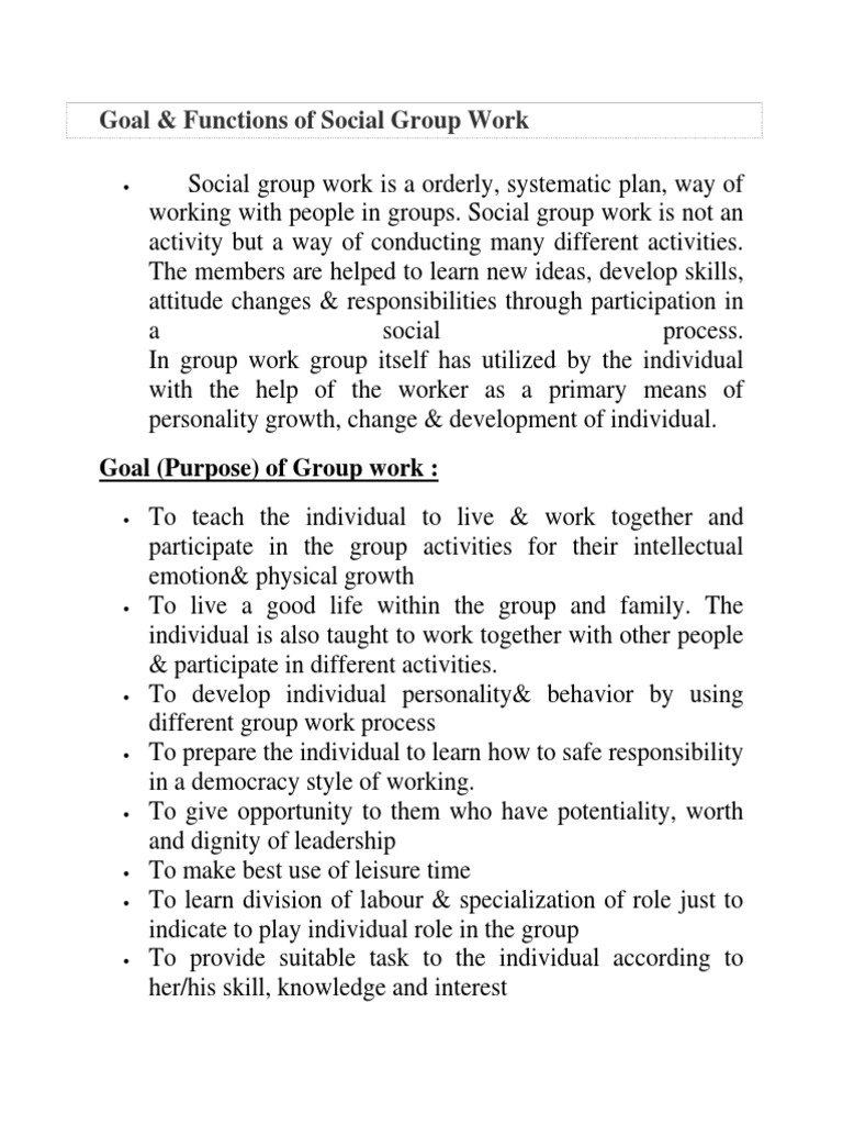 Functions of Goup Work | PDF | Social Group | Clinical Psychology