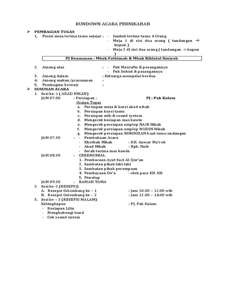 Rundown Acara Pernikahan | PDF