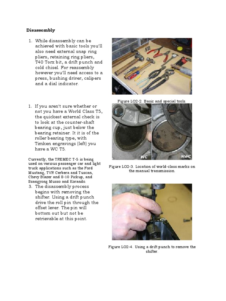 T5 Manual Transmission Disassembly Guide | PDF | Gear | Machines