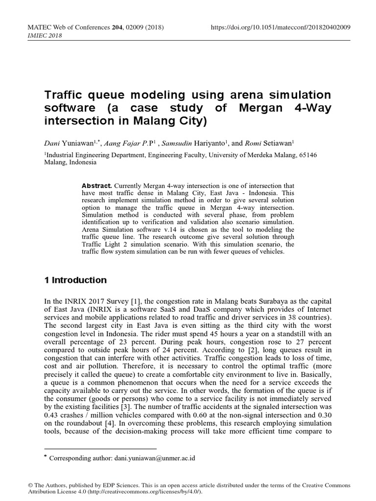 Traffic Queue Modeling Using Arena Simulation Soft PDF | PDF | Student ...