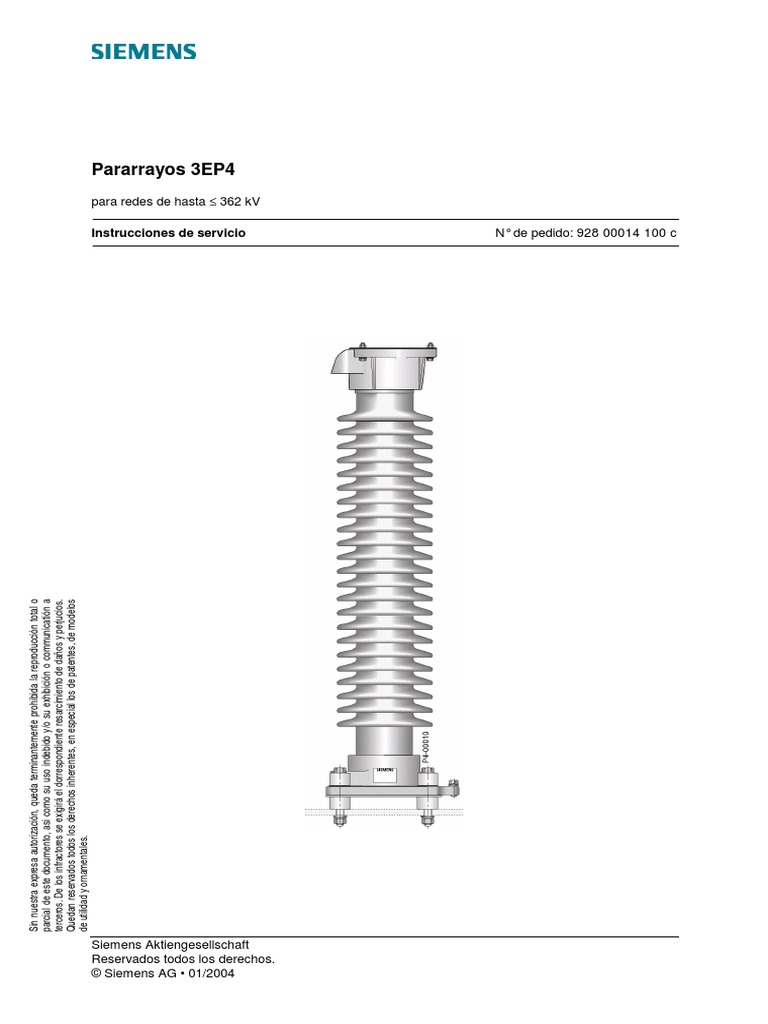Pararrayos 3EP4 Siemens PDF | PDF | Tornillo | Aluminio