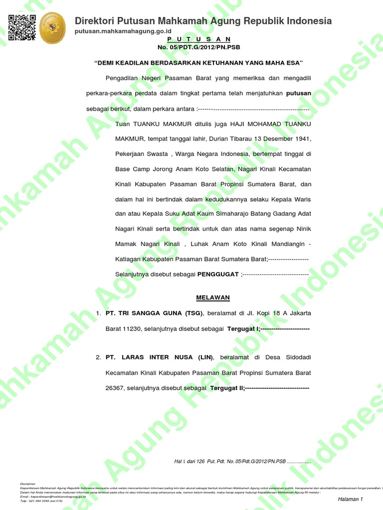 Putusan Perdata Mahkamah Agung RI 2012 | PDF