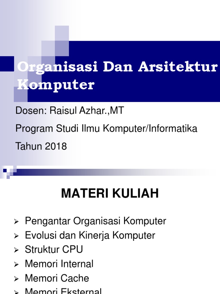 03.pengantar Organisasi Komputer | PDF