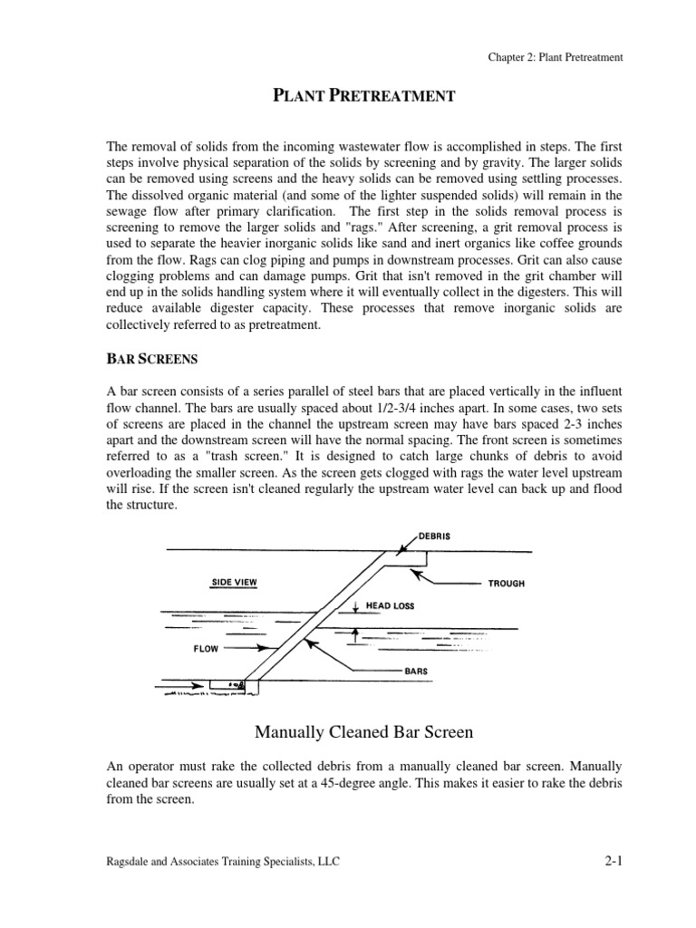 Bar Screen and Grit Chamber Overview | PDF | Sewage Treatment | Water ...