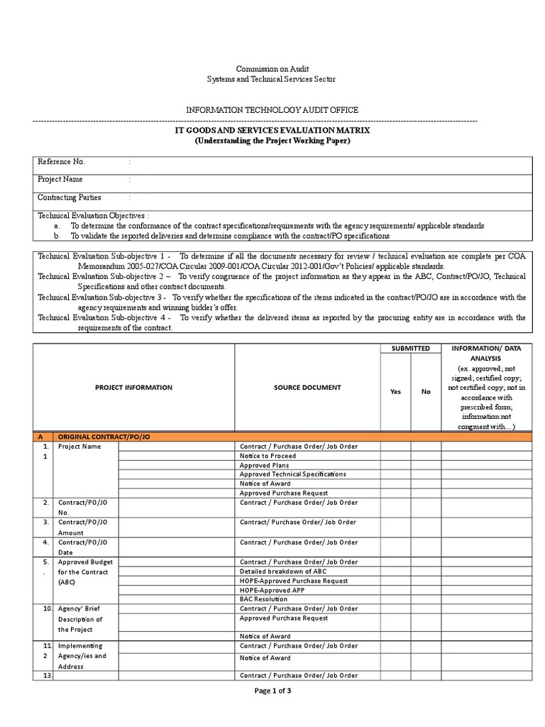 SME Evaluation Matrix Original Template | PDF | Specification ...