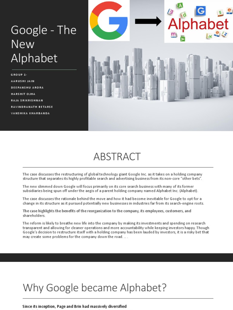 Google - The New Alphabet | PDF | Alphabet Inc. | Mergers And Acquisitions