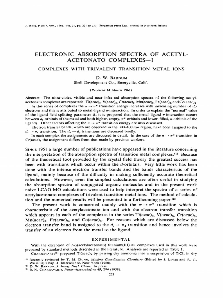 MN (Acac) 3 Uv PDF | PDF | Covalent Bond | Coordination Complex