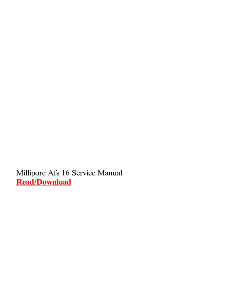 Millipore Afs 16 Service Manual | PDF | Chemistry | Nature