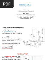 Cantilever Retaining Wall Design Guide | PDF | Weight | Force