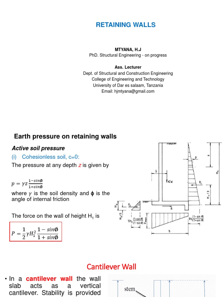 Design of Retaining Wall-Part 1 | PDF | Building Engineering | Civil ...