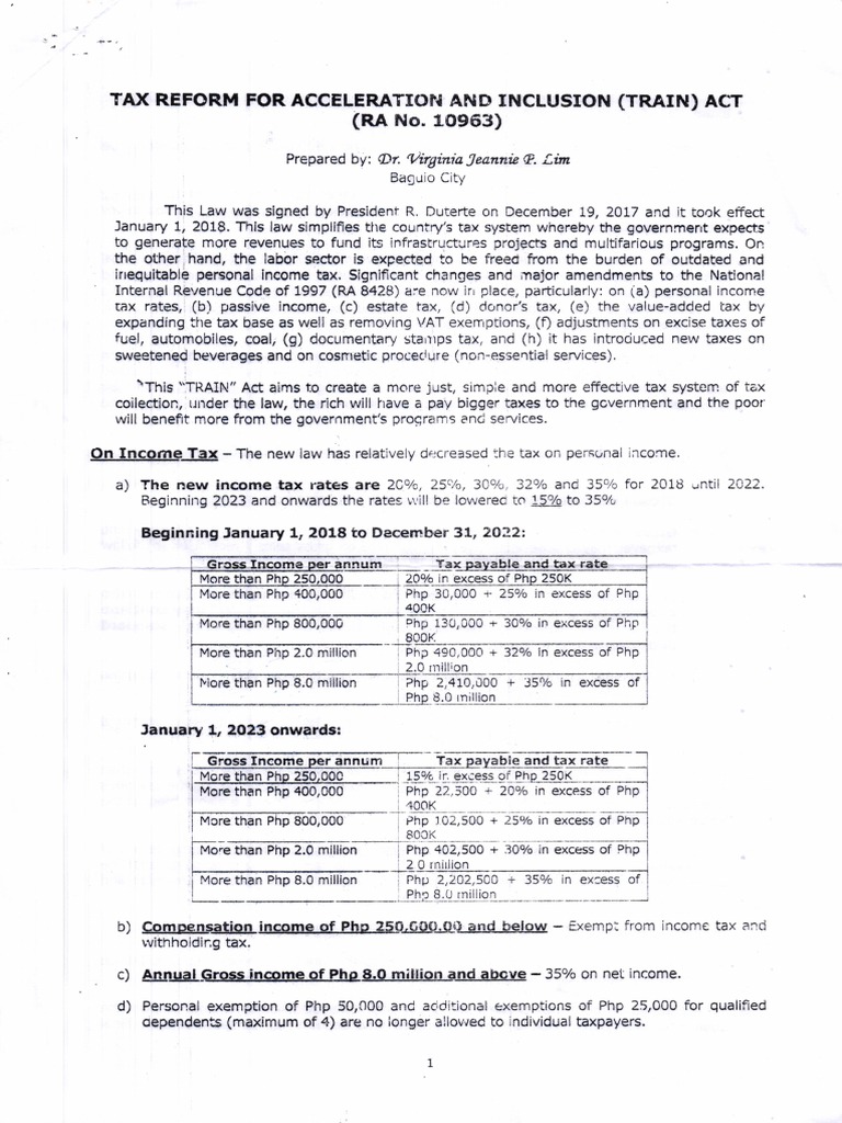 Notes in Train Law PDF | PDF | Value Added Tax | Taxes