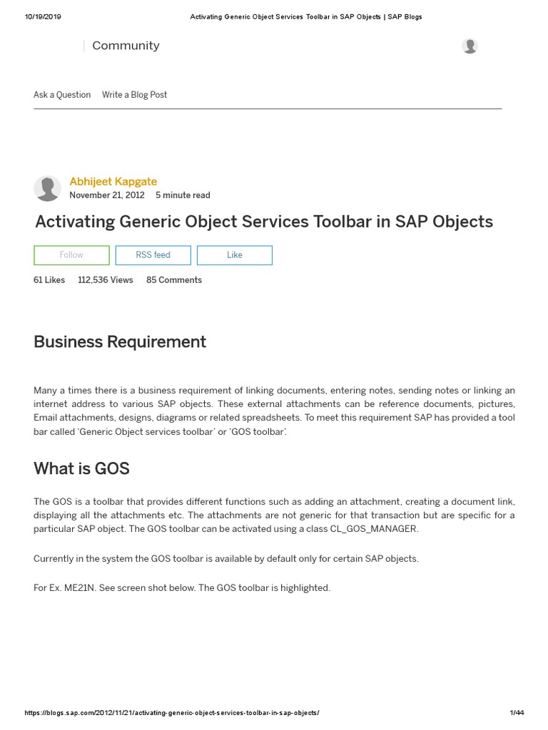 Activating Generic Object Services Toolbar in SAP Objects - SAP Blogs | PDF | Parameter ...