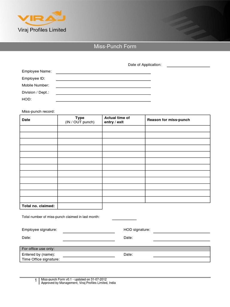 Miss-Punch Application Form Template | PDF