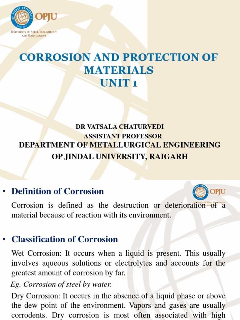 UNIT 1 Corrosion PPT - 7th Semester | PDF | Corrosion | Anode