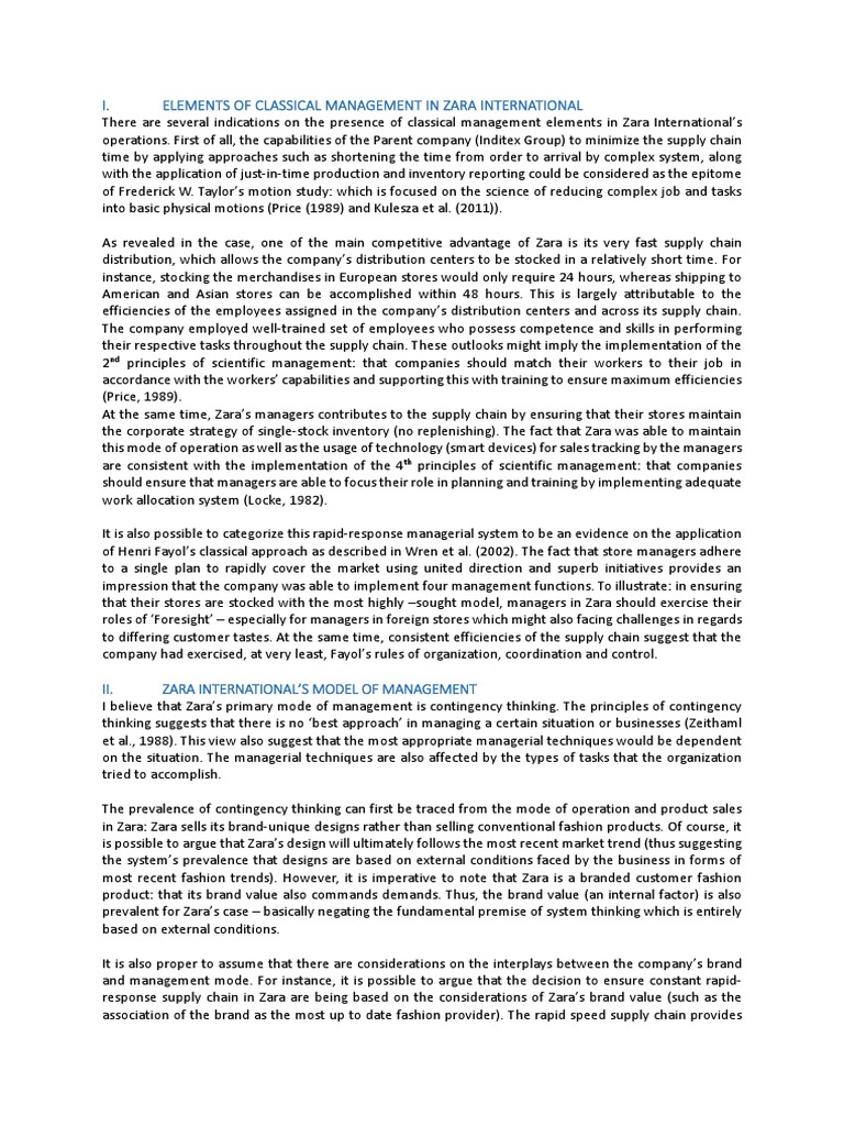 Zara Management | PDF | Contingency (Philosophy) | Inventory