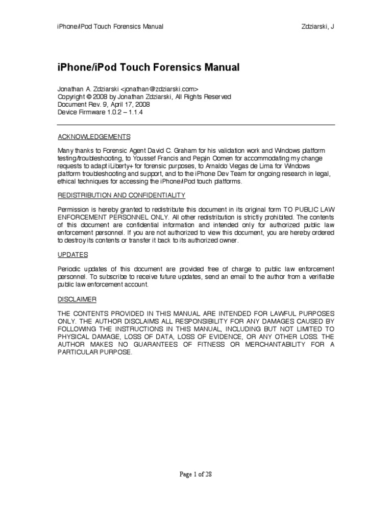 FBI-iPhone Forensics Manual | PDF | I Phone | Operating System