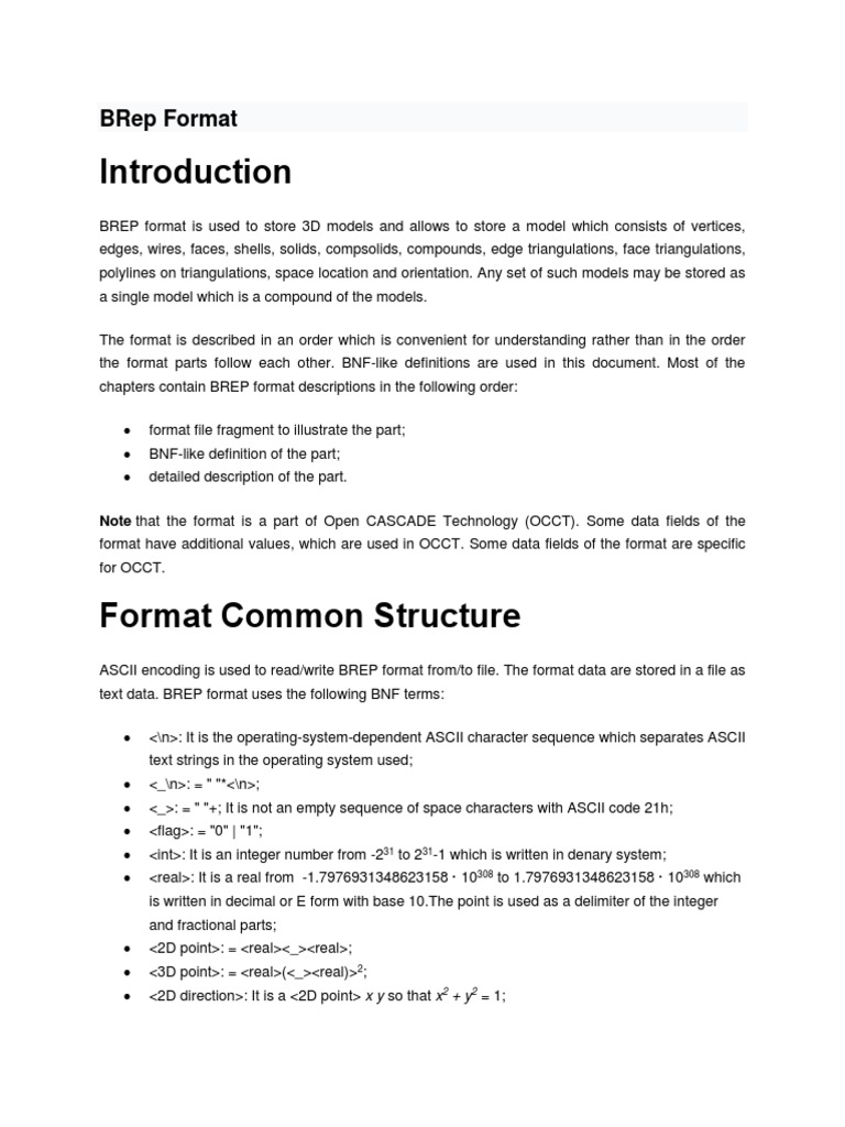 BRep Format | PDF | Line (Geometry) | Curve