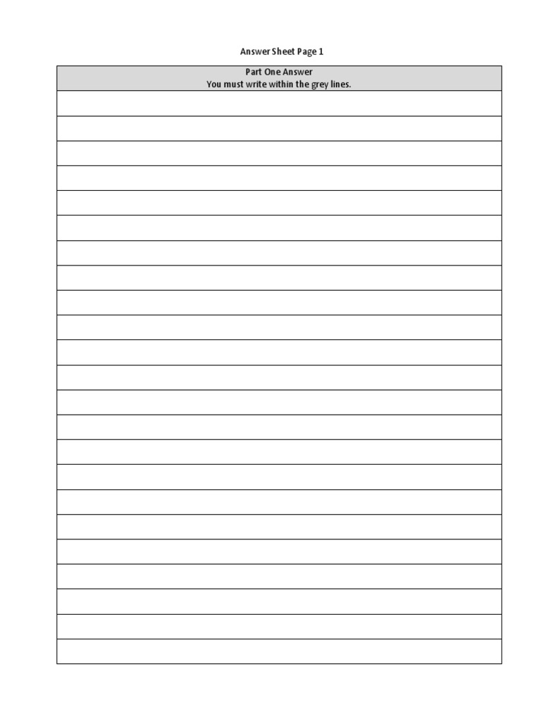 Answer Sheet For Fce | PDF