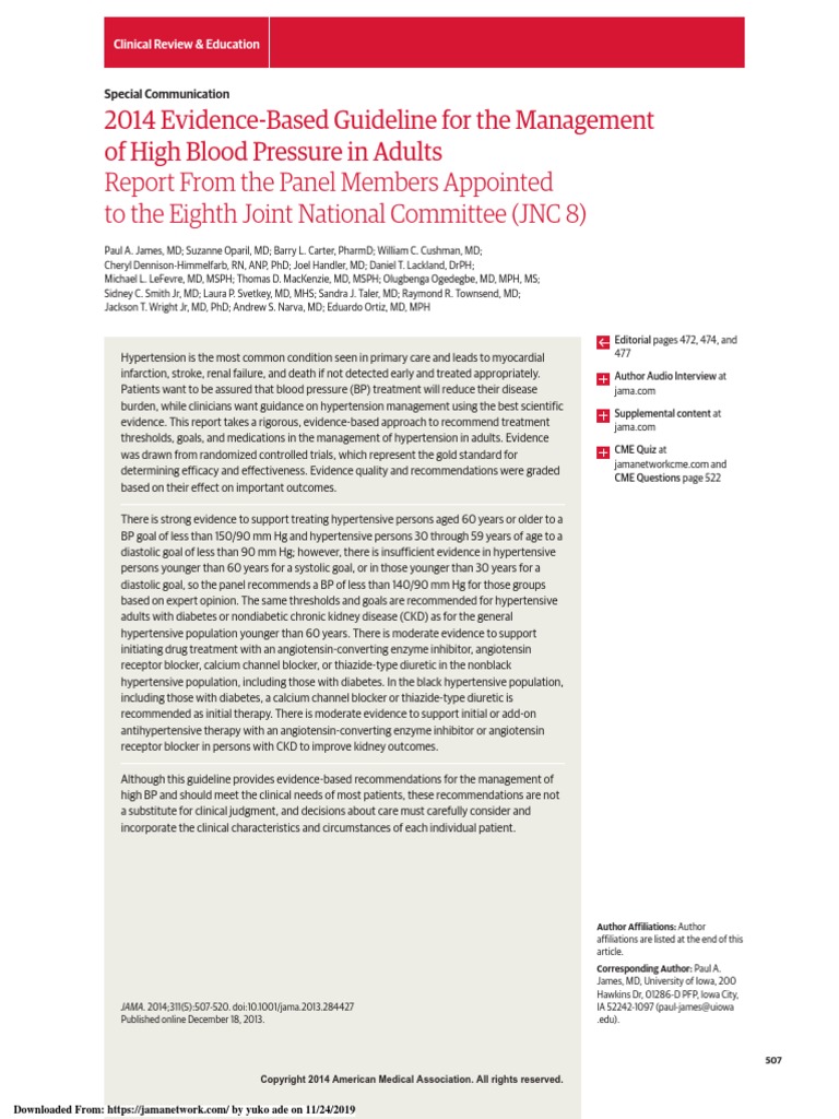 JNC 8 - 2014 PDF | PDF | Evidence Based Medicine | Hypertension