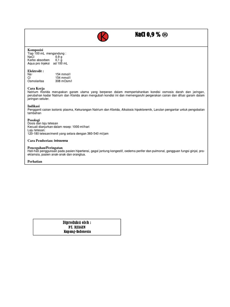 Brosur Etiket NaCl Infus | PDF