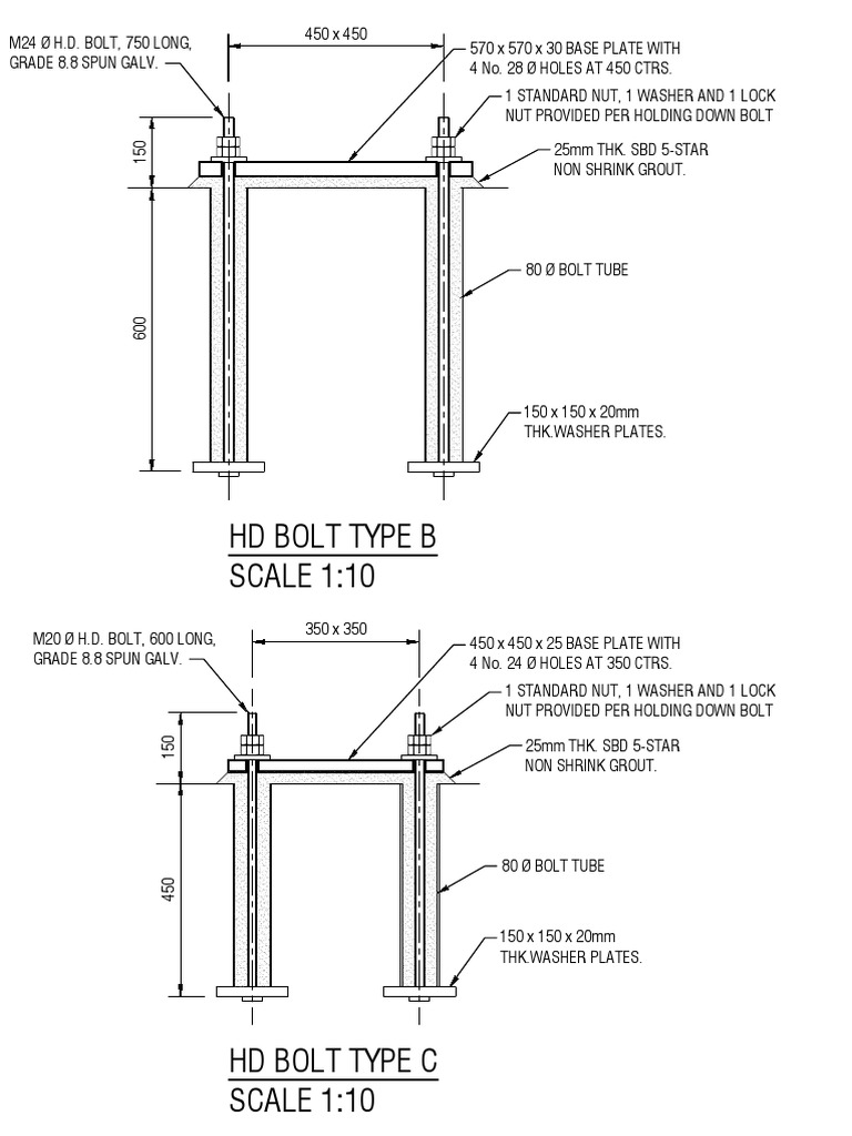HD Bolt | PDF | Nut (Hardware) | Concrete
