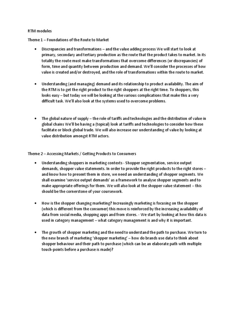 RTM Modules | PDF | Retail | Brand