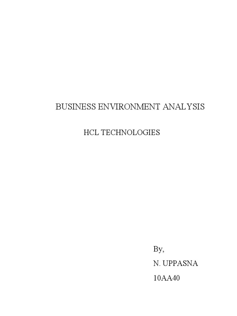 Business Environment Analysis HCL Report | PDF | Outsourcing | Economies