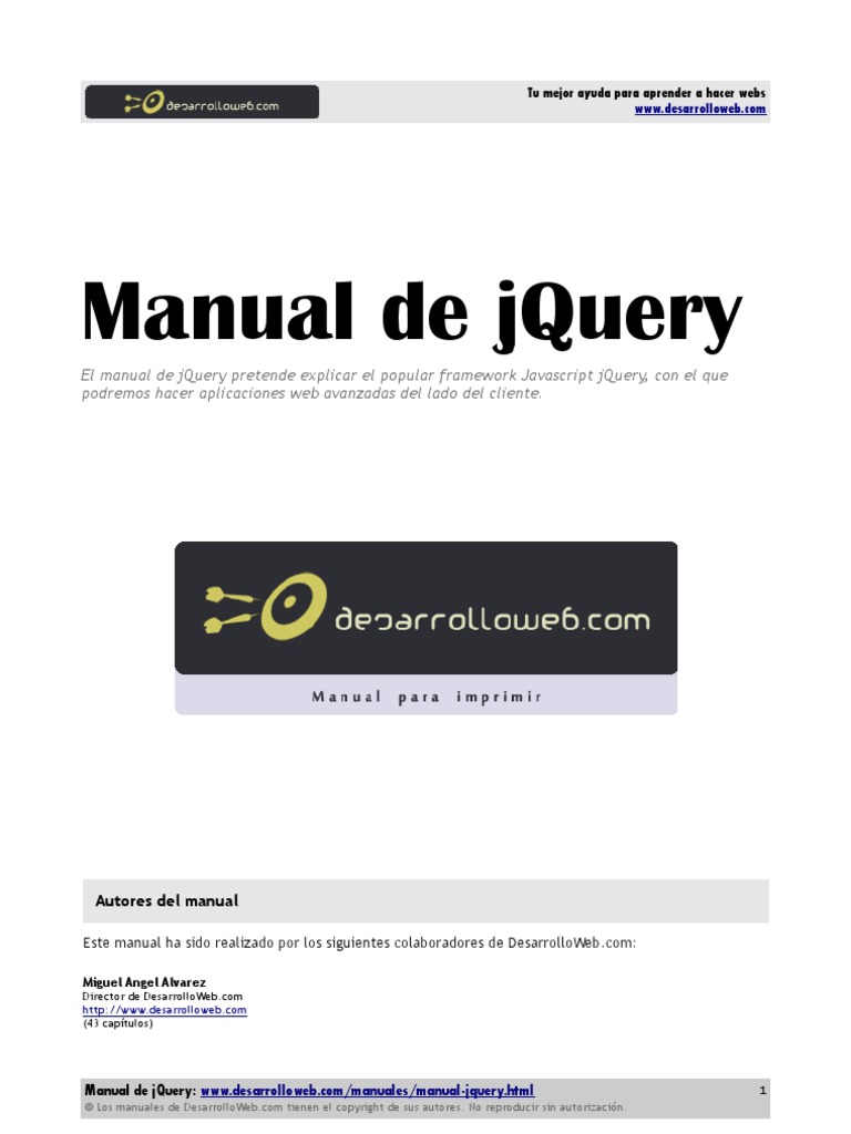 Manual de Jquery en PDF Desarrollowebcom | PDF | Script Java | Hojas de estilo en cascada