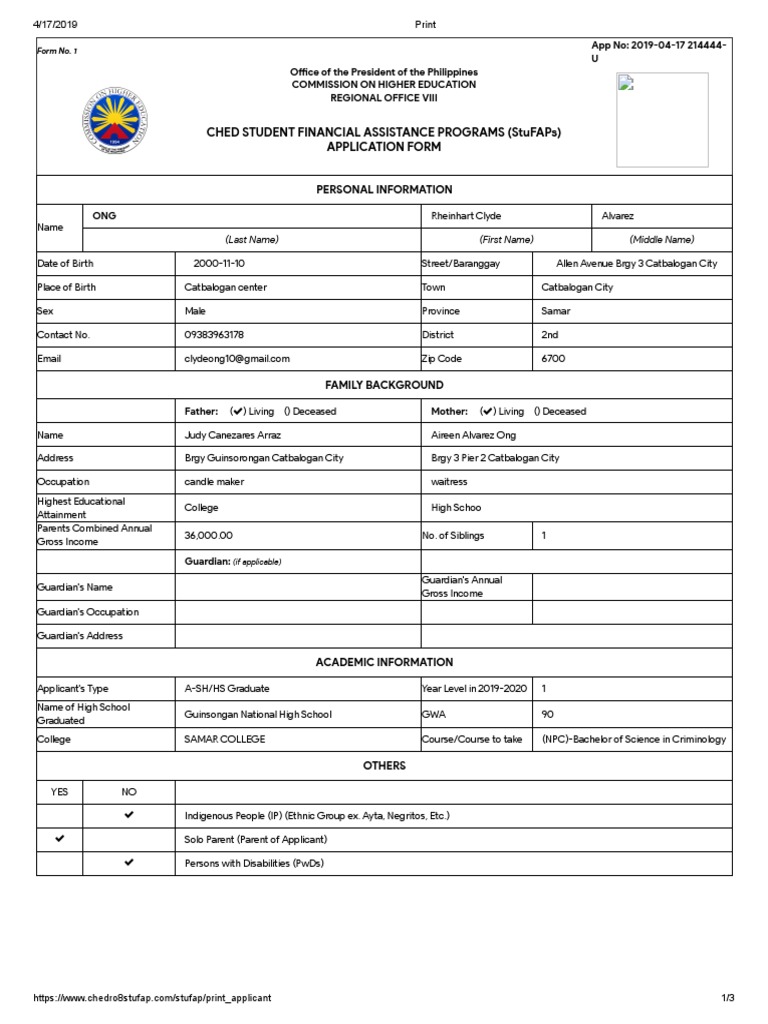 Appication Form CHED | PDF | Legal Guardian | Social Institutions